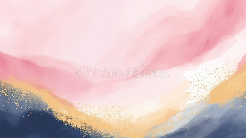 Gold Pink and Navy Blue Watercolor Texture Design Stock Illustration ...