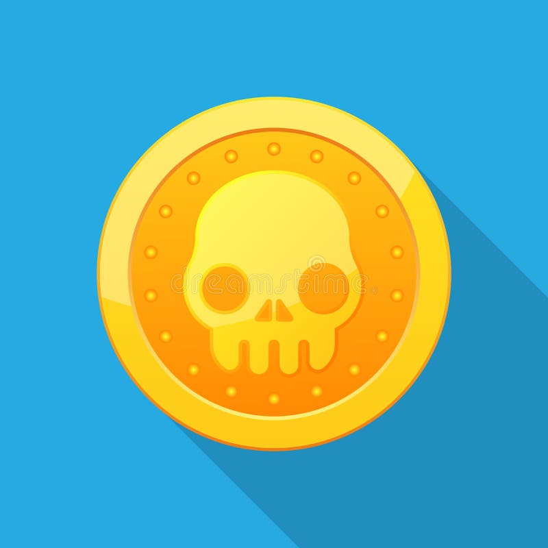 Gold pirate coin. stock vector. Illustration of treasure - 157834811