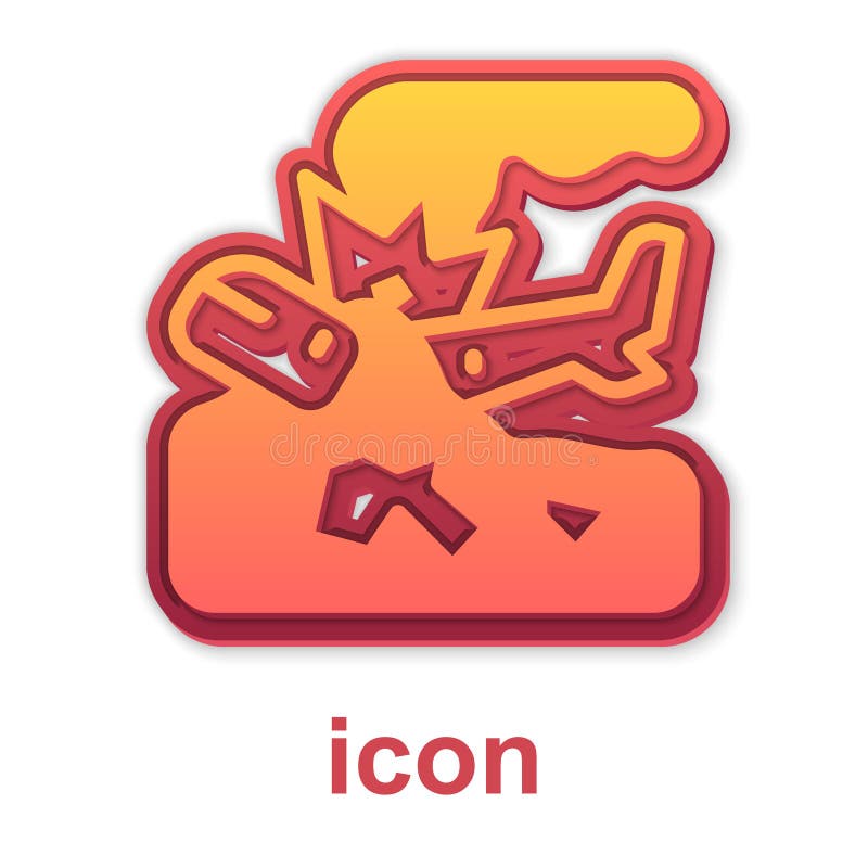 Gold Plane Crash Icon Isolated on White Background. Vector Stock Vector ...