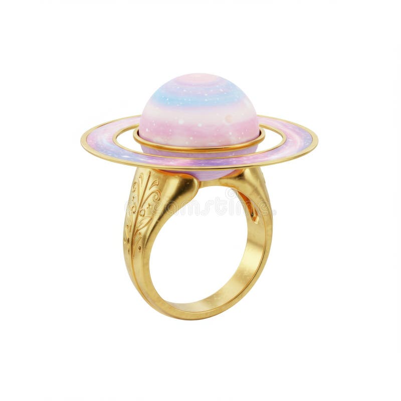 Gold Planet Ring with Pastel Galaxy Design Stock Illustration - Illustration of dreamy, elegant ...