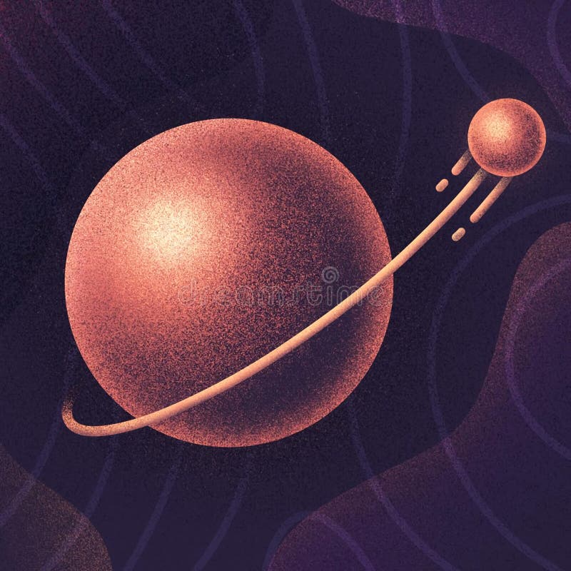 Gold Planet in the Nebula of Space Particles Stock Illustration ...