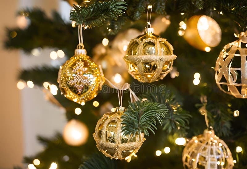 Gold Plastic Ornament for Christmas Tree.AI Generated Stock ...