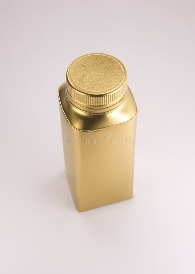 Gold plastic bottle stock photo. Image of milk, golden - 118674498