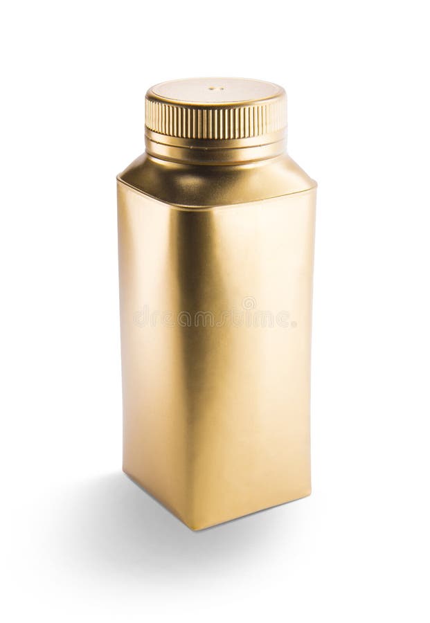 Gold plastic bottle stock image. Image of bottle, background - 118673187