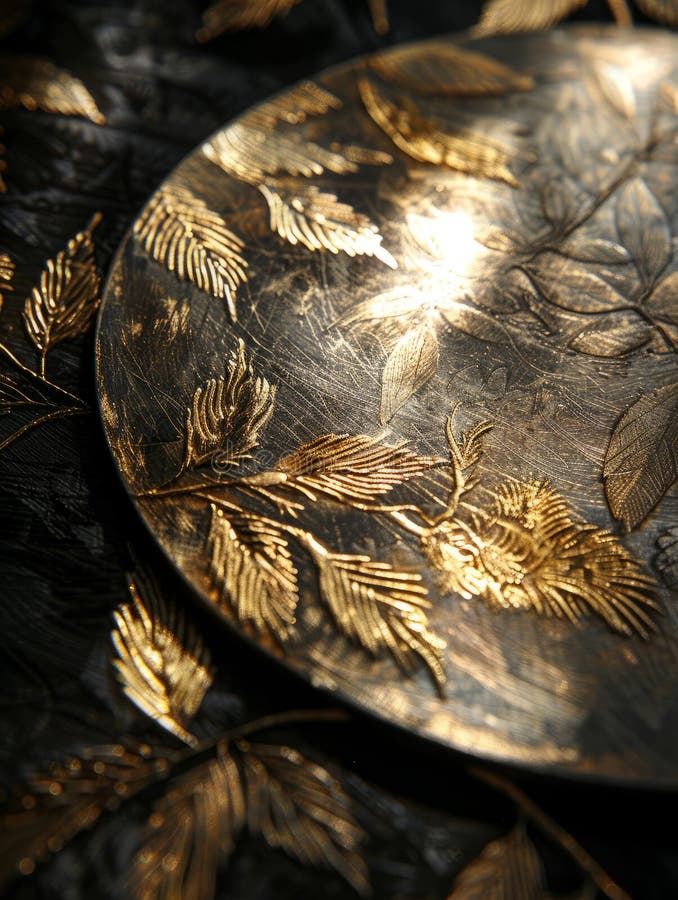Gold Plate Intricate Leaf Design Stock Photos - Free & Royalty-Free ...