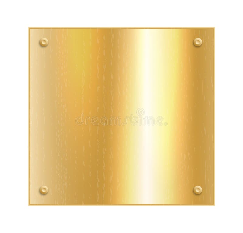 Gold Plate. Metal Plaque Mockup. Golden Frame. Vector Brass Rectangle ...