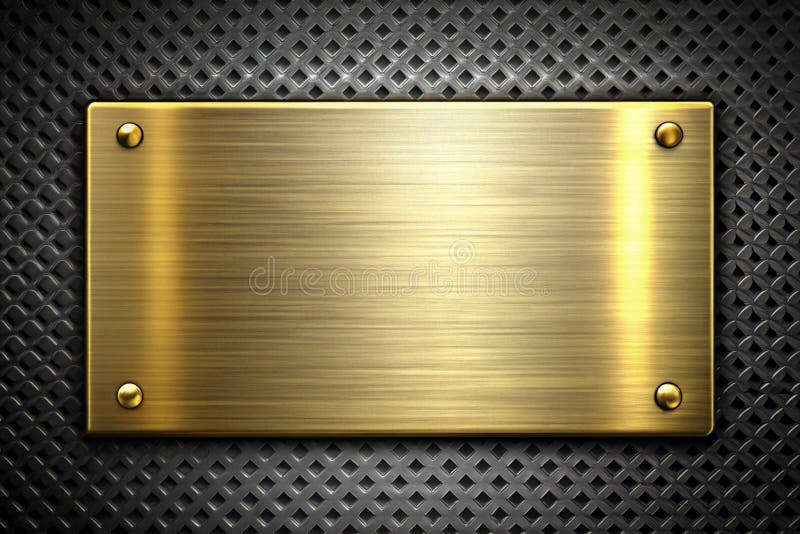 Gold Plate or Nameboard Over Black Metal Stock Illustration ...