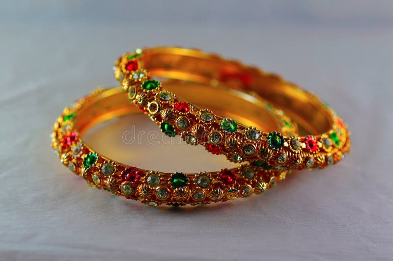 Gold Plated Colored Bangles Stock Image - Image of earring, conspicuous ...