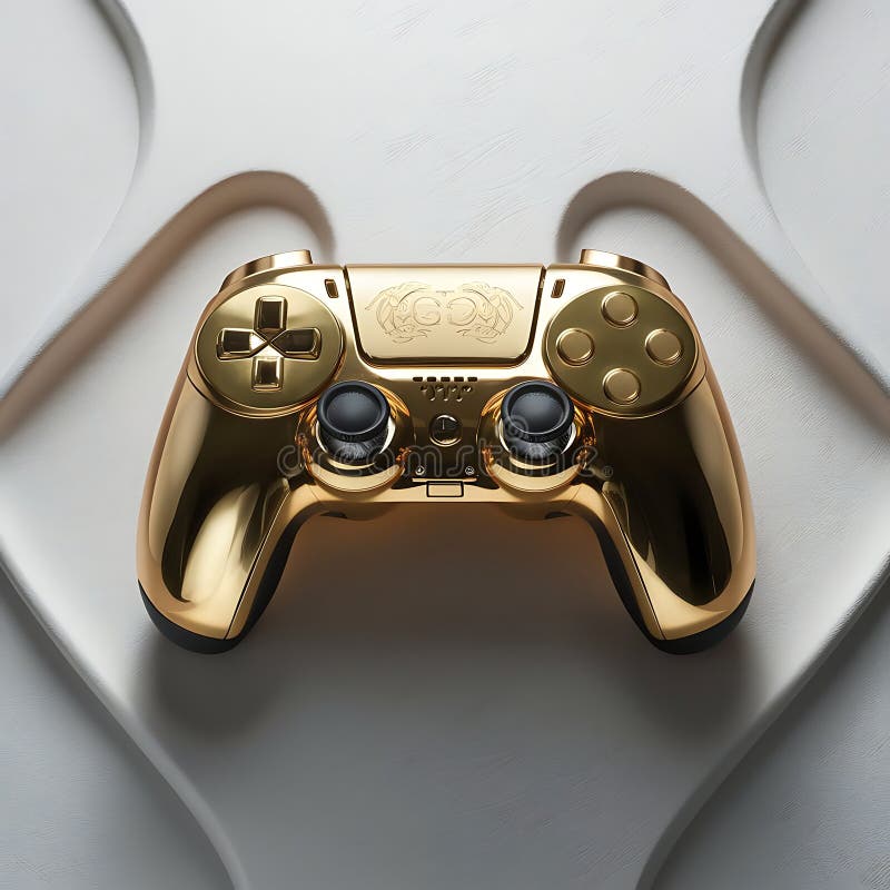 Gold-plated Game Controller with Glossy Finish, Featuring Standard ...