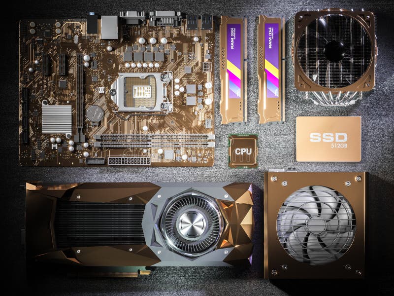 Pc Components with Rgb Led Lights Stock Photo - Image of background ...