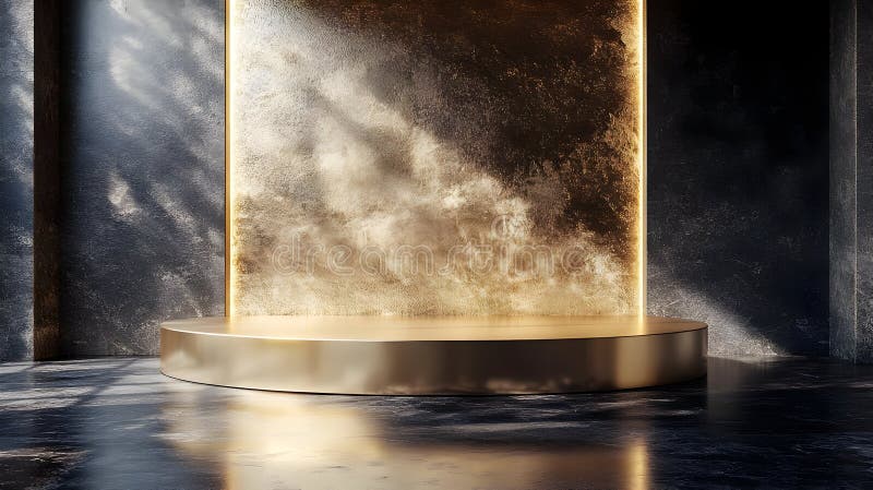 Gold Platform with Black Wall 3D Render Stock Illustration ...