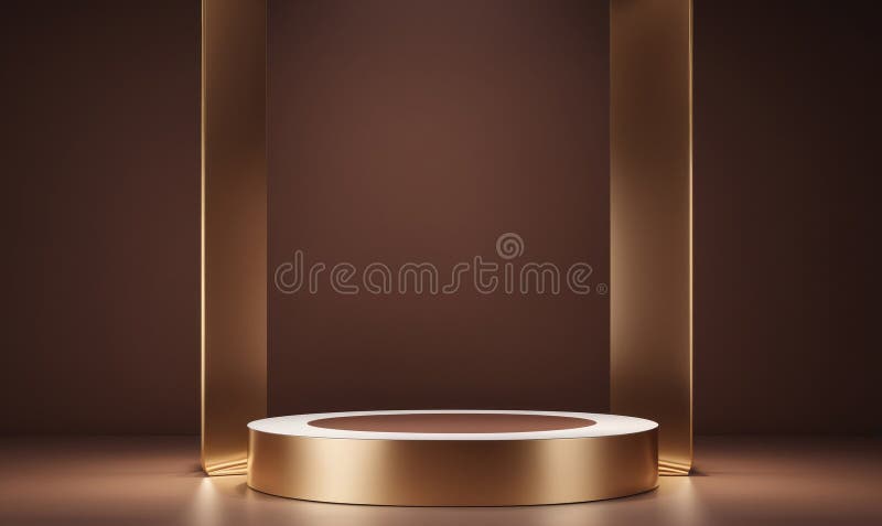 A Gold Platform Sits in a Minimalist Studio, Illuminated by Soft Light ...