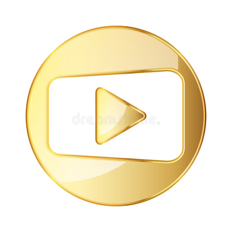 Gold Play Button. Play Icon Isolated Stock Illustration - Illustration ...