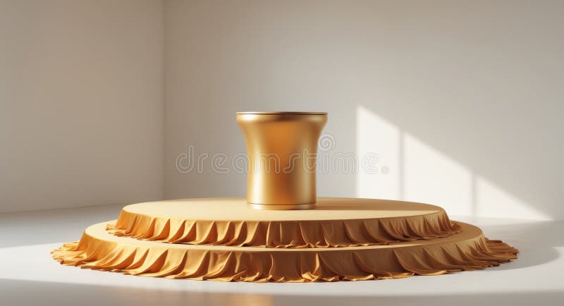 Gold Podium Background Circular Platform Rich Satin Fabric Luxury ...