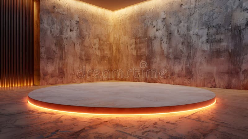 Gold Podium for Product Presentation with Yellow Neon Circle Vector ...