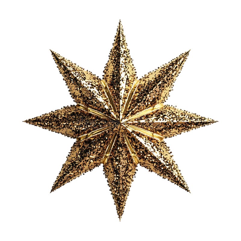 Gold 8 Point Star Christmas Ornament on Transparent Background Stock ...