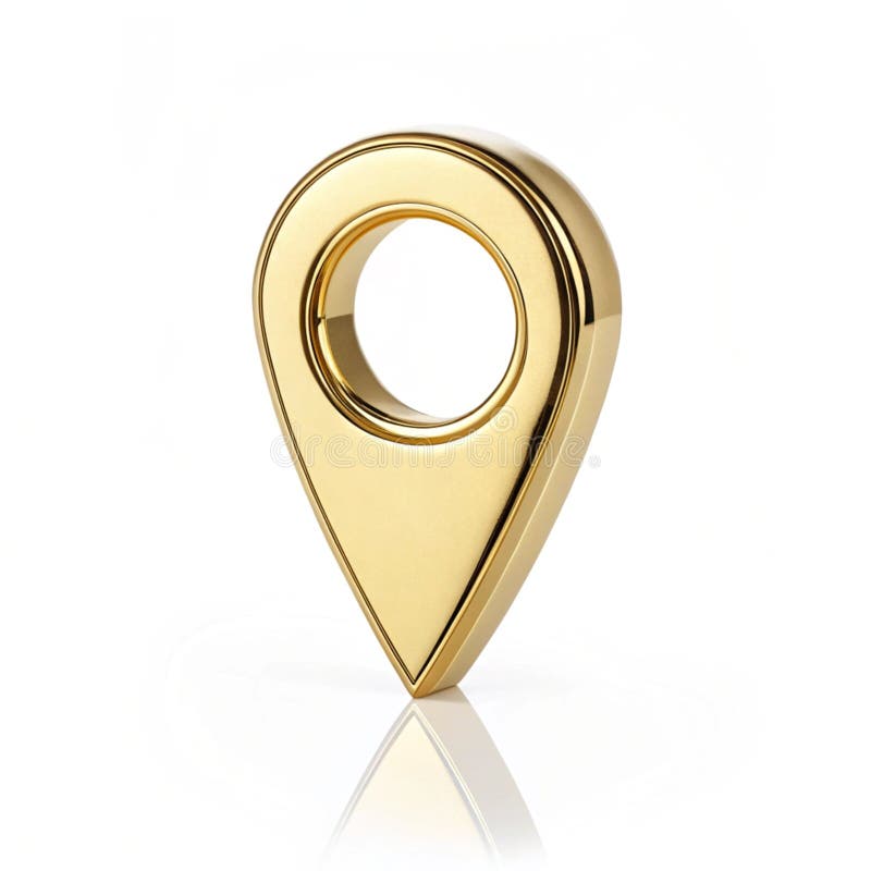 Gold Map Pointer with Check Mark Icon Isolated on Black Background ...
