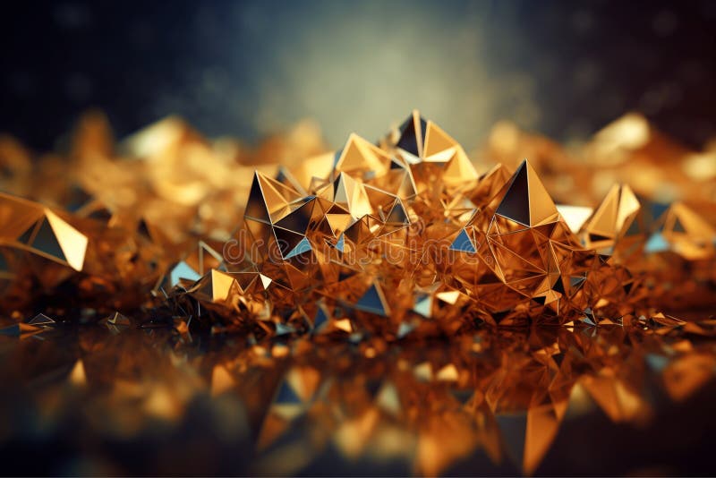 Gold Polygon Background, Triangle,shape in Dark Background. Generative ...