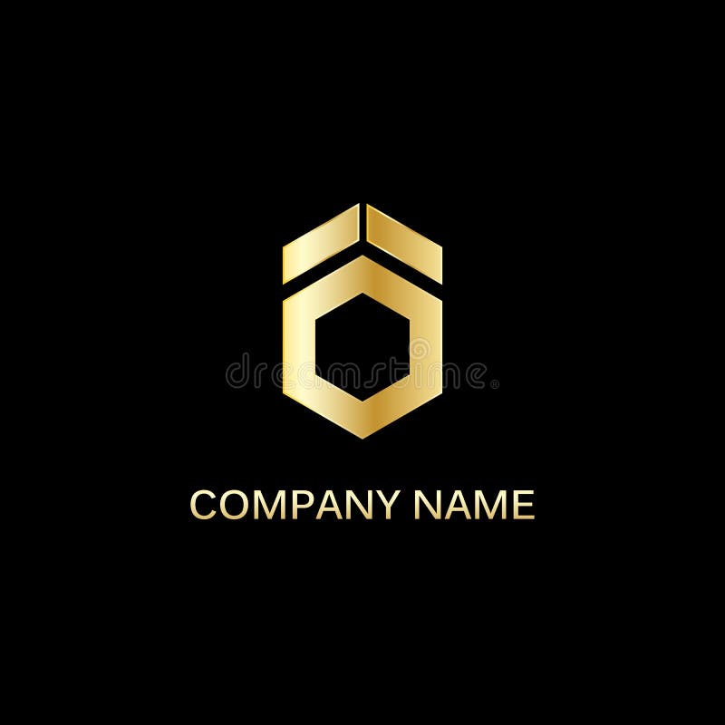 Gold Polygon Shape Technology Logo Stock Vector - Illustration of ...