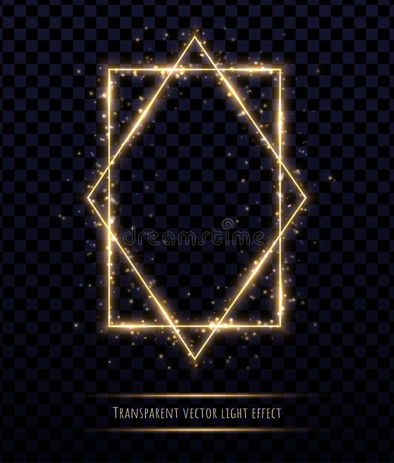 Gold Polygonal Frame with Light Effects Isolated on Transparent ...