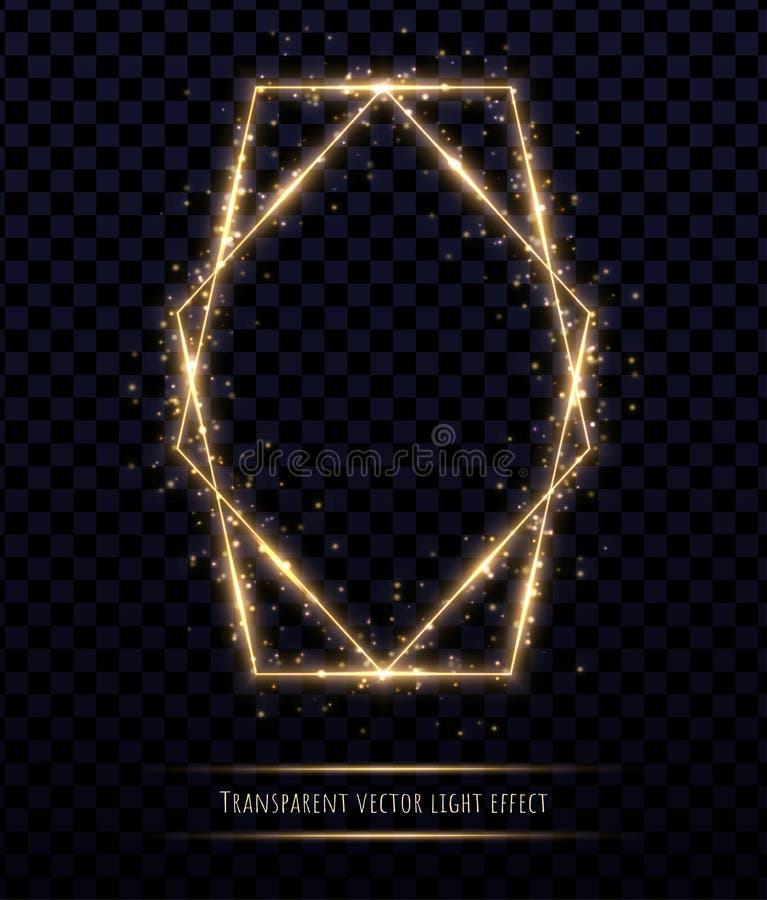 Gold Polygonal Frame with Light Effects Isolated on Transparent ...