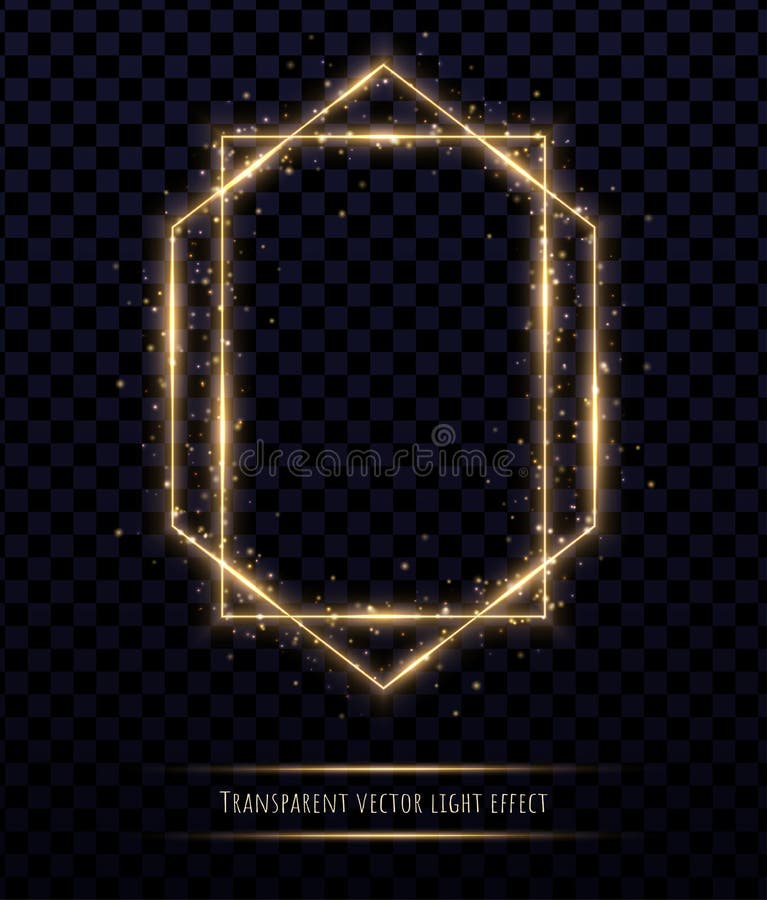 Gold Polygonal Frame with Light Effects Isolated on Transparent ...