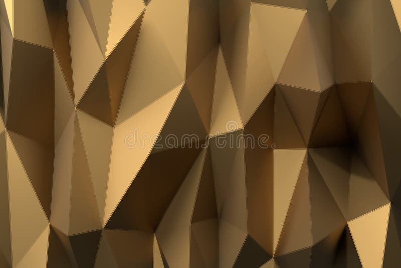 Gold Polygonal Surface Waving. Semless Loop 3D Render. Abstract Have ...