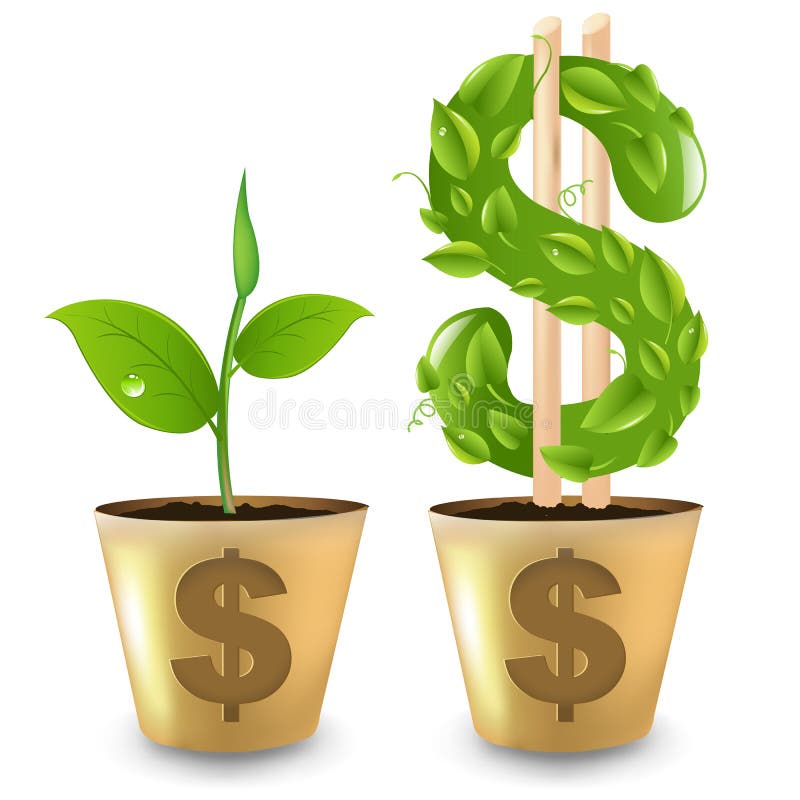 Gold Pot with Dollar and Sprout Stock Vector - Illustration of design ...