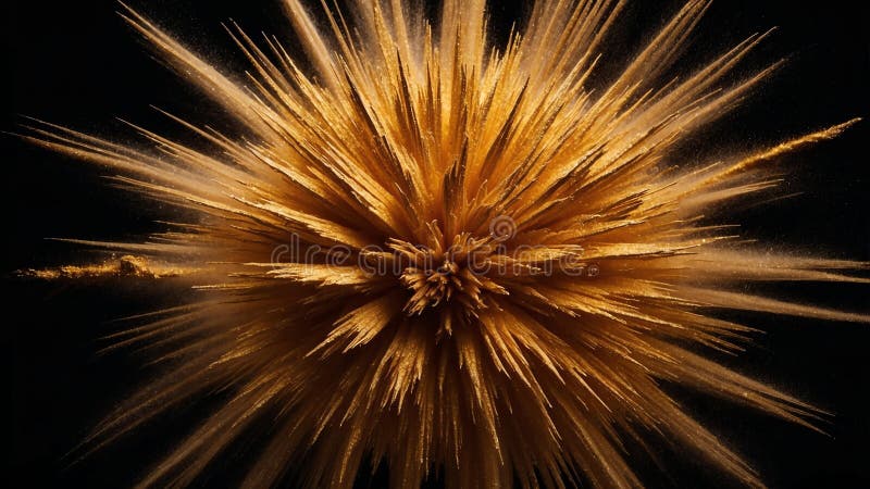 Gold Powder Center Radial Explosion Isolated in Black Ai Generated ...