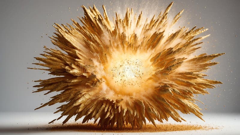Gold Powder Center Radial Explosion Isolated in White Ai Generated Stock Illustration ...