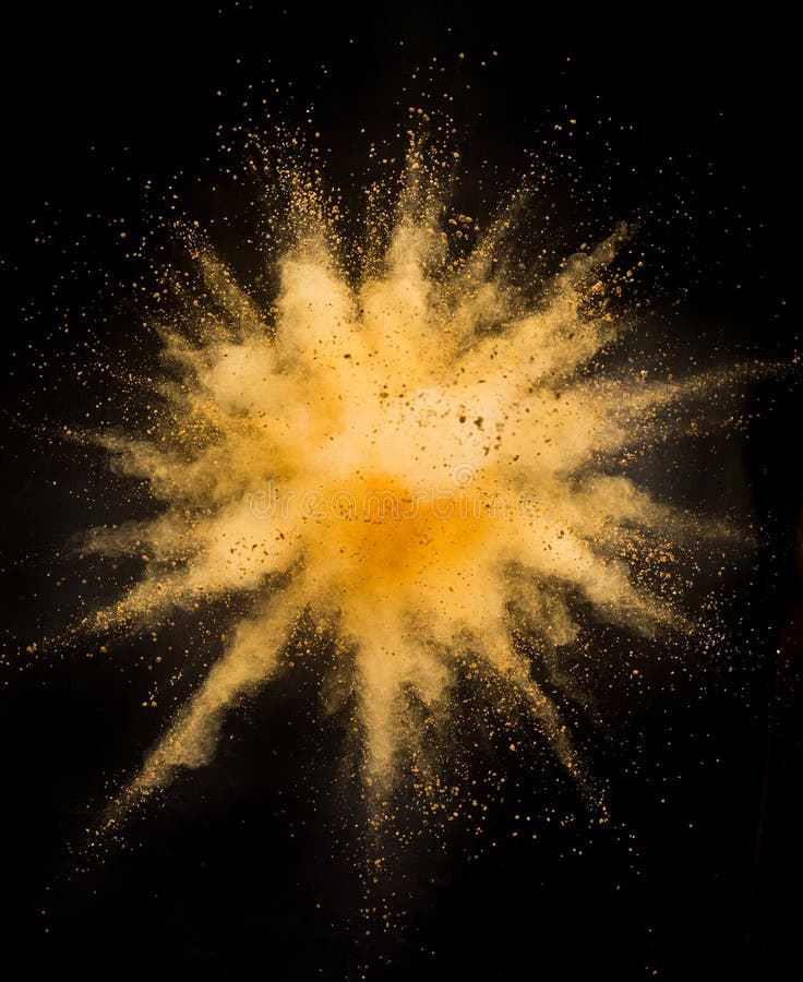 Gold Powder Explosion on Black Background. Stock Image - Image of ...