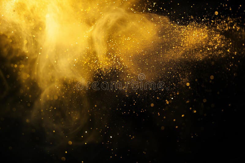 Gold Powder Explosion on Black Background, Golden Dust Explode, Gold ...