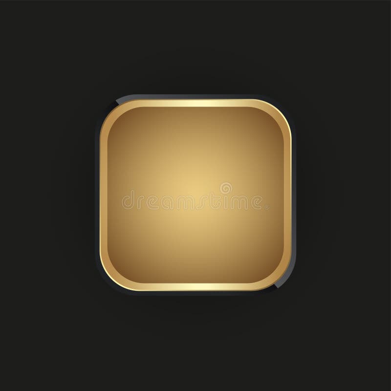 Gold and Premium Circle Button, Luxury Rectangle Banner on Black ...