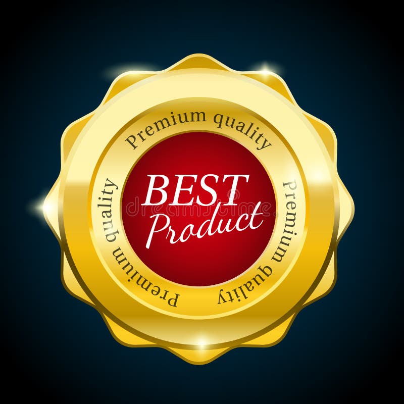 Gold Premium Sale Badge. Bright Red Design Element. Stock Vector ...