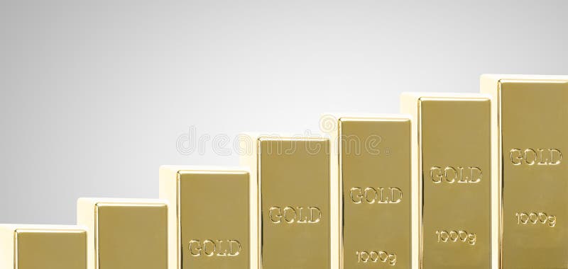 Gold Price Increase Symbolized by Rising Gold Bars Stock Photo - Image ...