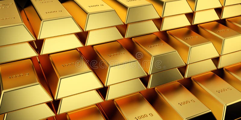 Gold Price for Website Banner. 3D Rendering of Gold Bars Stock ...