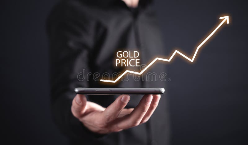 Gold Price Word with a Growing Arrow. Gold Price Growth Stock ...