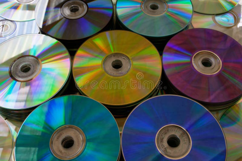 Multiple CDs DVDs on Pile Closeup Detail Stock Photo - Image of ...