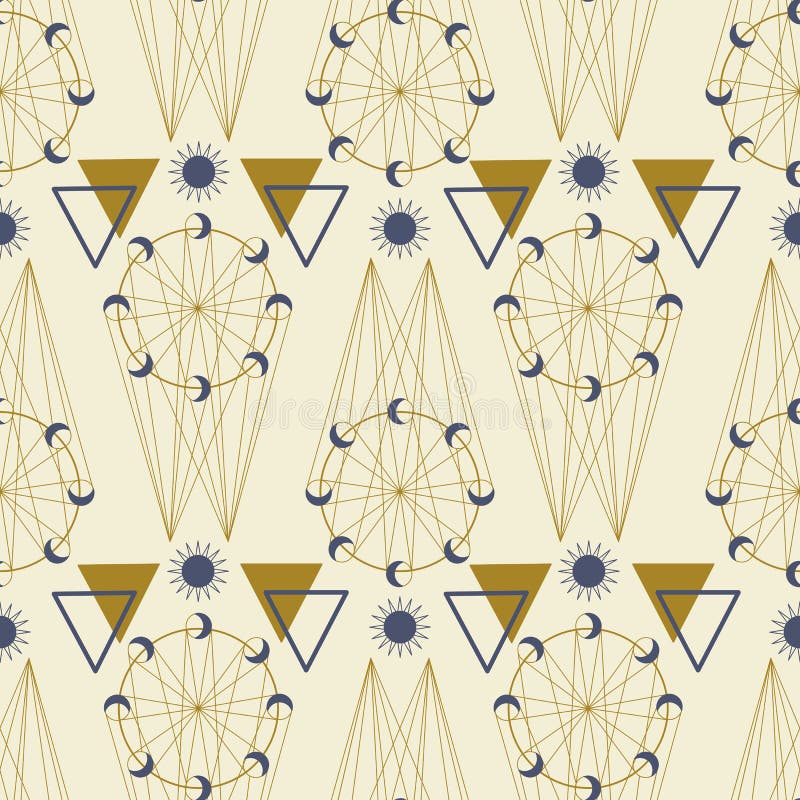 Gold and Purple Celestial Elements in a Seamless Pattern Design Stock ...