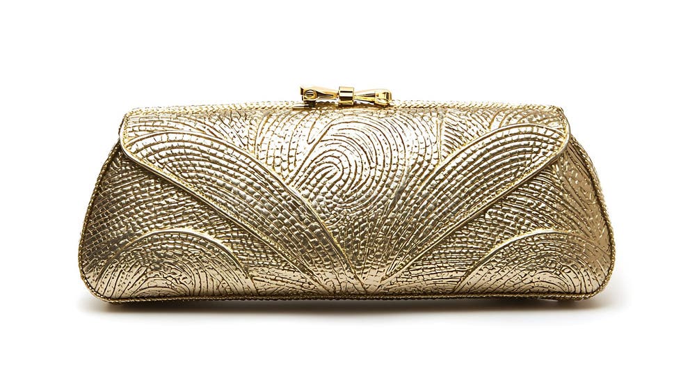 A Gold Purse with a Gold Chain Strap Stock Image - Image of shape ...