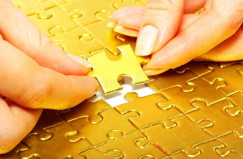Gold puzzle stock image. Image of jigsaw, idea, decision - 11876017