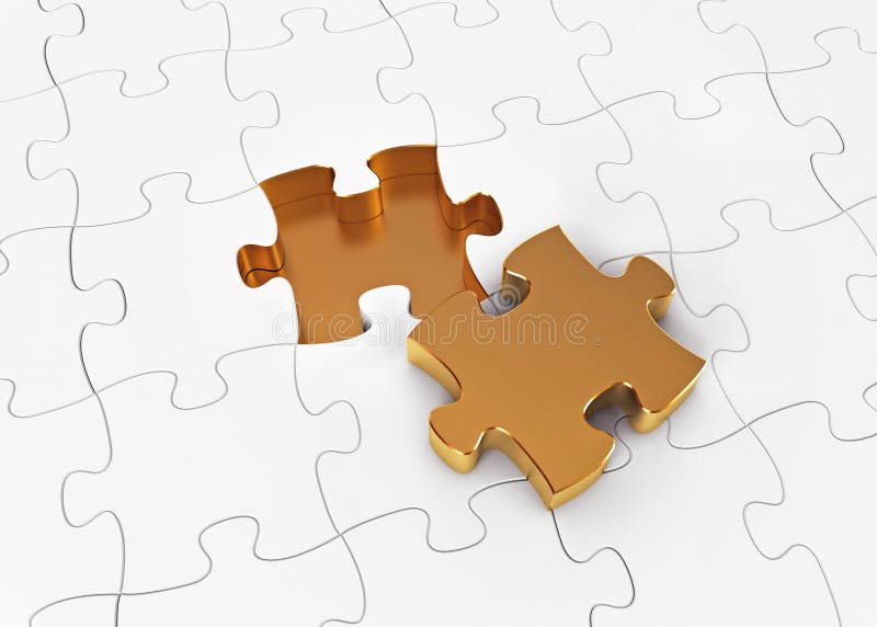 Golden puzzle piece stock illustration. Illustration of match - 10258513