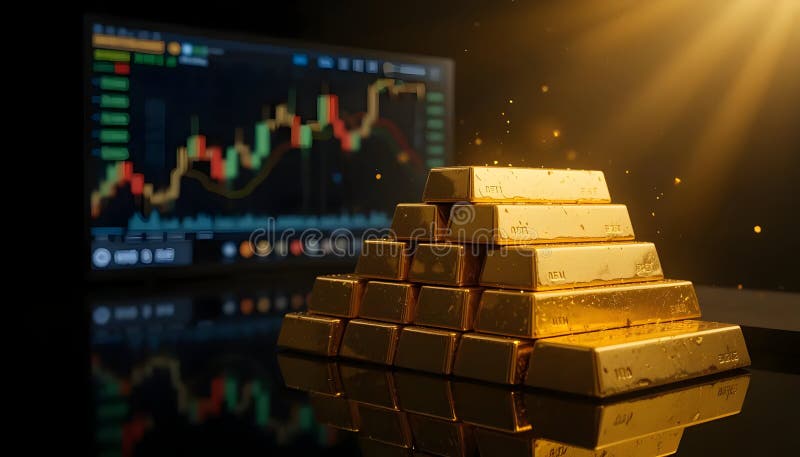 Gold Pyramid & Stock Market Stock Illustration - Illustration of ...