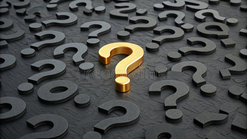 Gold Question Mark among Black 3D Render Stock Illustration ...