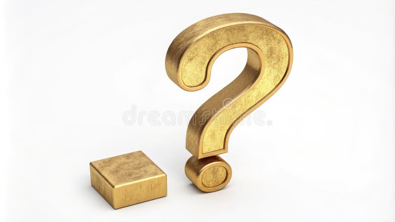 Gold Question Mark 3D Render, Cube and Question, Inquiry Concept Stock ...