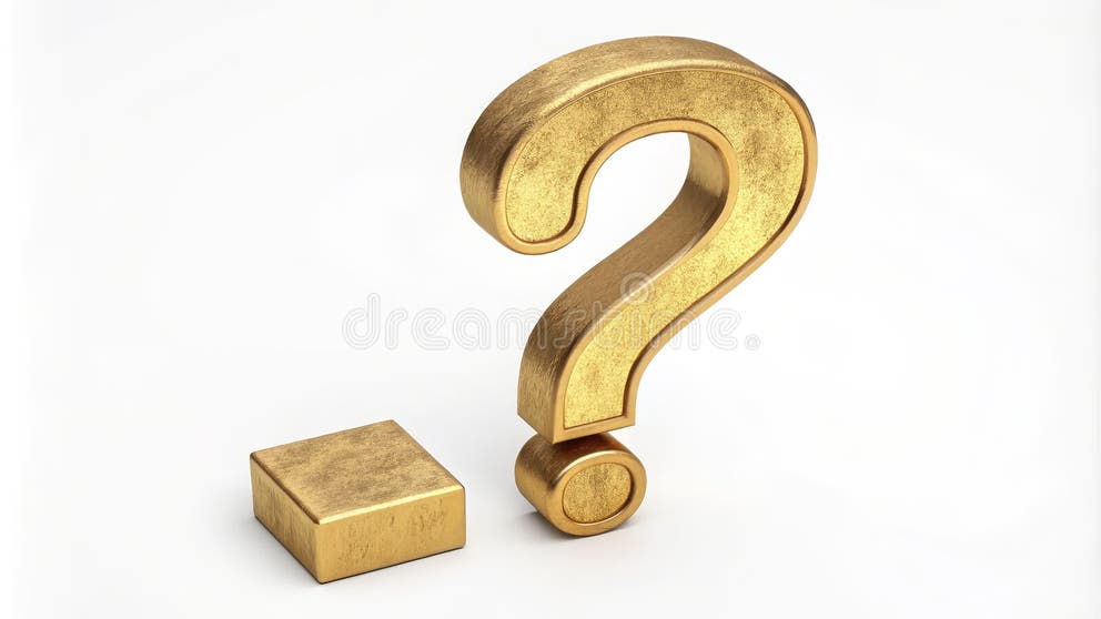 Gold Question Mark 3D Render, Cube and Question, Inquiry Concept Stock ...