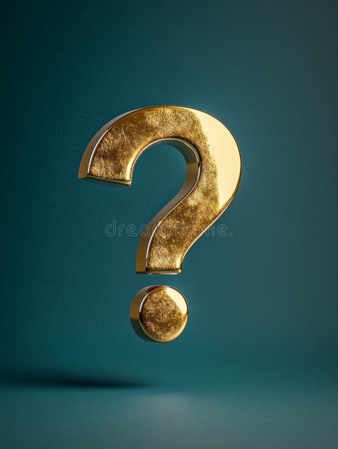 A Gold Question Mark on a Teal Background, Symbolizing Inquiry. Stock ...