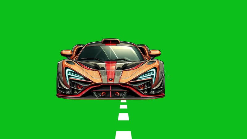 Gold Race Car Animation on Green Screen Background Stock Video - Video ...