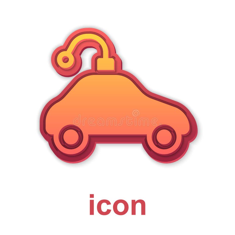 Gold Radio Controlled Car Toy Icon Isolated on White Background ...