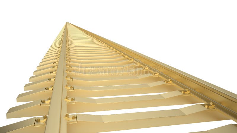 Gold Rail Isolated on White Background, 3D Rendering. 3D Illustration ...